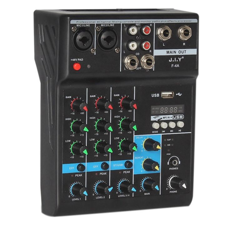 Professional 4 Channel Bluetooth Mixer Audio Mixing DJ Console with ...