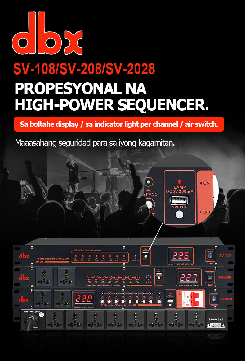 dbx/original SV-208 power sequencer,power controller 10 channel switch 220v+USB 1channel 5V ...
