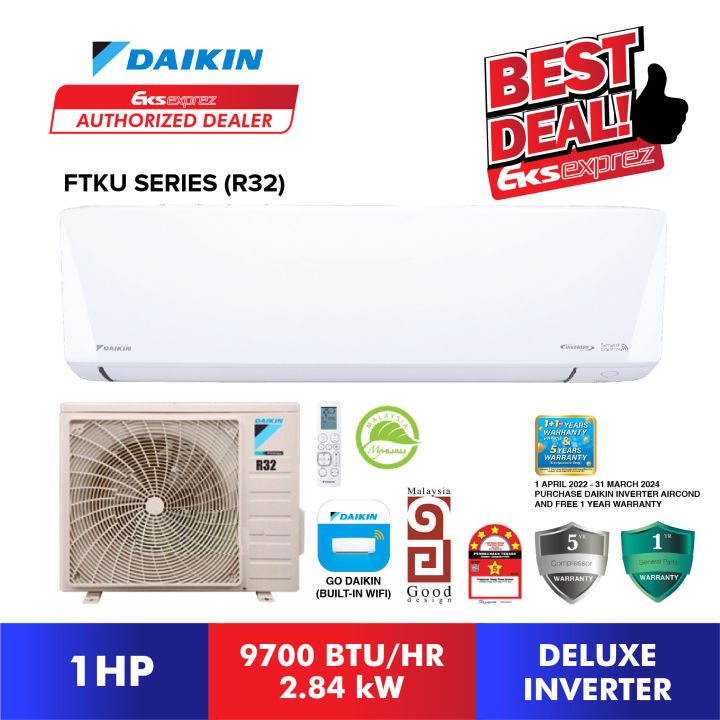 [Built-in Wifi] Daikin FTKU Series (R32) Deluxe Inverter Aircond ...