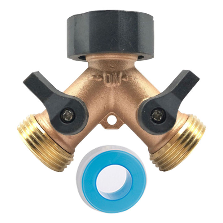 Heavy Duty Brass 2 Way Garden Tap Splitter Y Hose Splitter 3/4" Tap ...