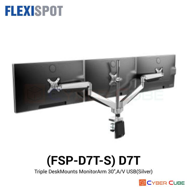 FlexiSpot ( FSP-D7T-S ) D7T Triple DeskMounts MonitorArm 30", A/V USB ...
