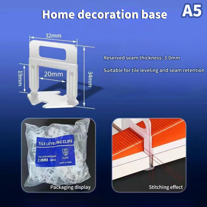 [eqrbtl] 100pcs 1 3mm Tile Leveling Spacers System Clip Kit