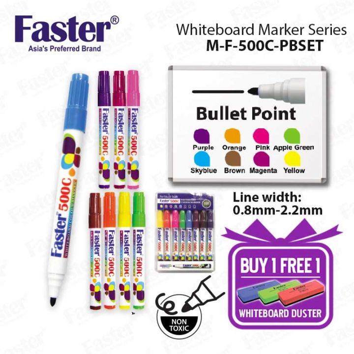 Faster M-F-500C-PBSET Colour Whiteboard Marker 500 0.8mm-2.2mm [BUY 1 ...