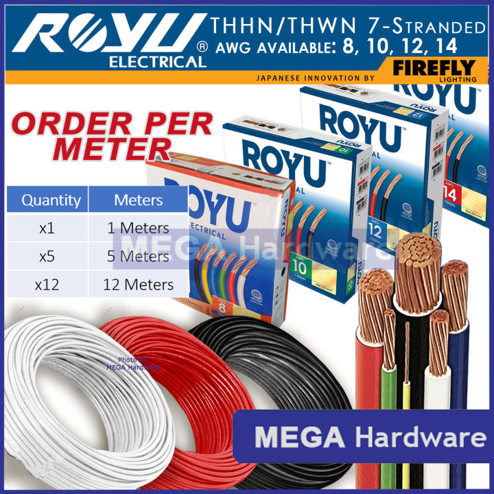 ROYU THHN/THWN-2 7 Stranded (# 8, 10, 12, 14) PER METER | Lazada PH