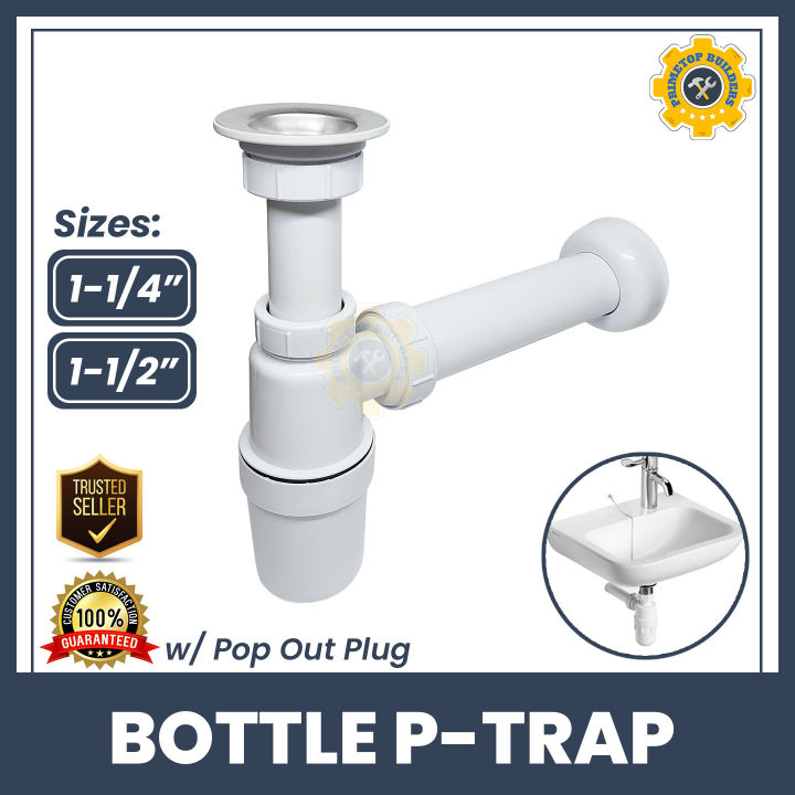 Kitchen Sink PVC P-Trap 1 1/4" & 1 1/2" with PO Pop Out Plug Bottle ...