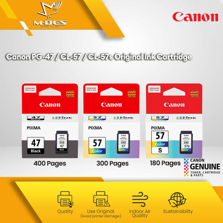 Canon PG-47 (15ML) CL-57 (13ML) CL-57s (8ML) Original Ink Cartridge For ...