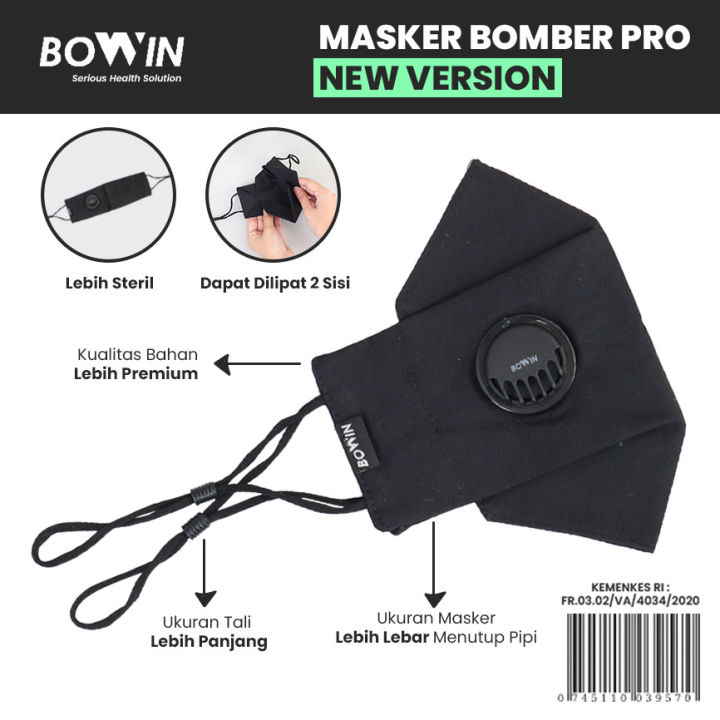 Masker Motor Bowin Bomber - 2x Anti Bakteri & Percikan (Masker Kain 4 ...