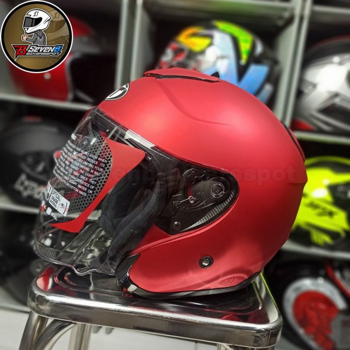 HELM KYT KYOTO HALF FACE SOLID POLOS ORIGINAL SNI MERAH RED DOFF MATT ...
