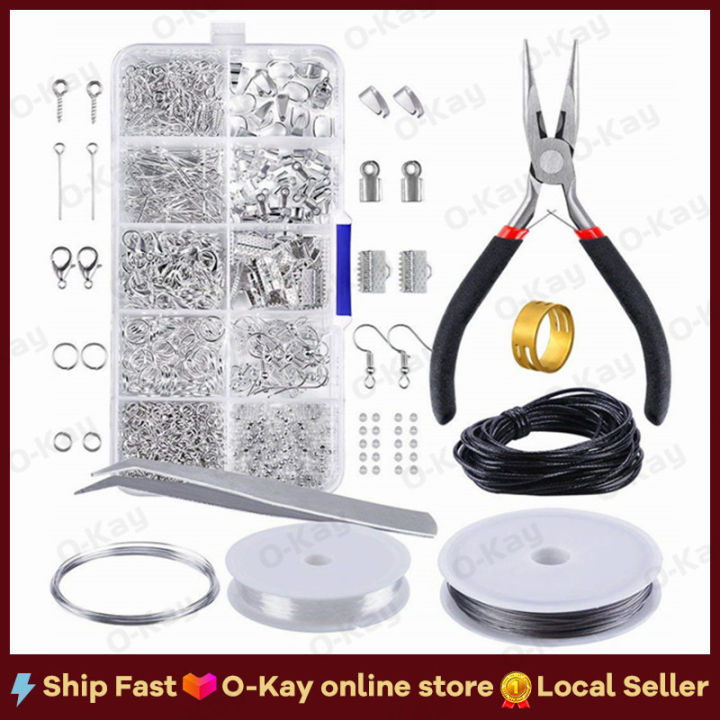 O-KAY Jewelry Making Starter Kit Set Earring Necklace Repair Tools DIY ...
