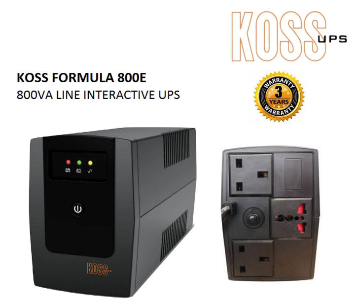 KOSS FORMULA 800E (2UK + 1 UNIVERSAL SOCKET) LINE INTERACTIVE UPS 800VA LED DISPLAY BUILT-IN ...