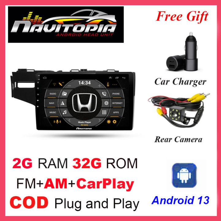 NAVITOPIA Android 13 Car Radio Stereo Receivers for Honda Fit Jazz 2014 ...
