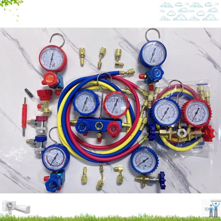 (Aircond Tool) gas meter aircond Manifold Gauge double / single with ...