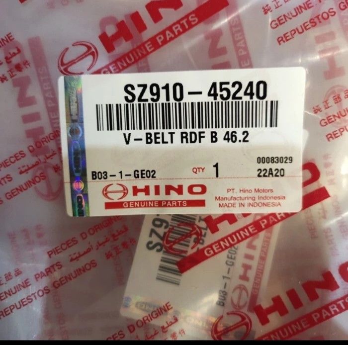 V-Belt Rdf B46-2 Sz910-45240 Original Hino 500 Lohan Fm260Ti/Jd ...