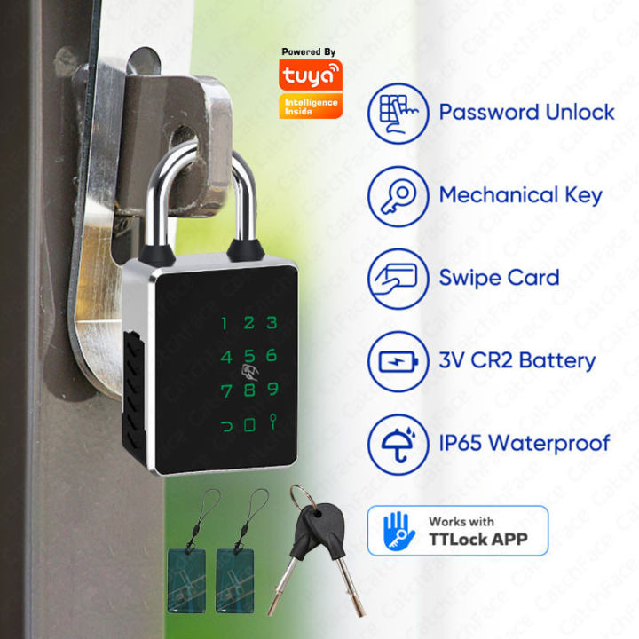 4 Ways Unlock TUYA or TTlock App Waterproof Password Key 13.56khz RFID ...