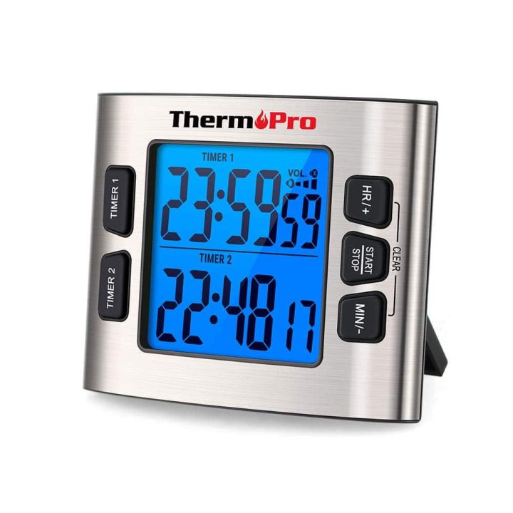 ThermoPro TM02 Digital Kitchen Timer with Dual Countdown Stop Watches ...