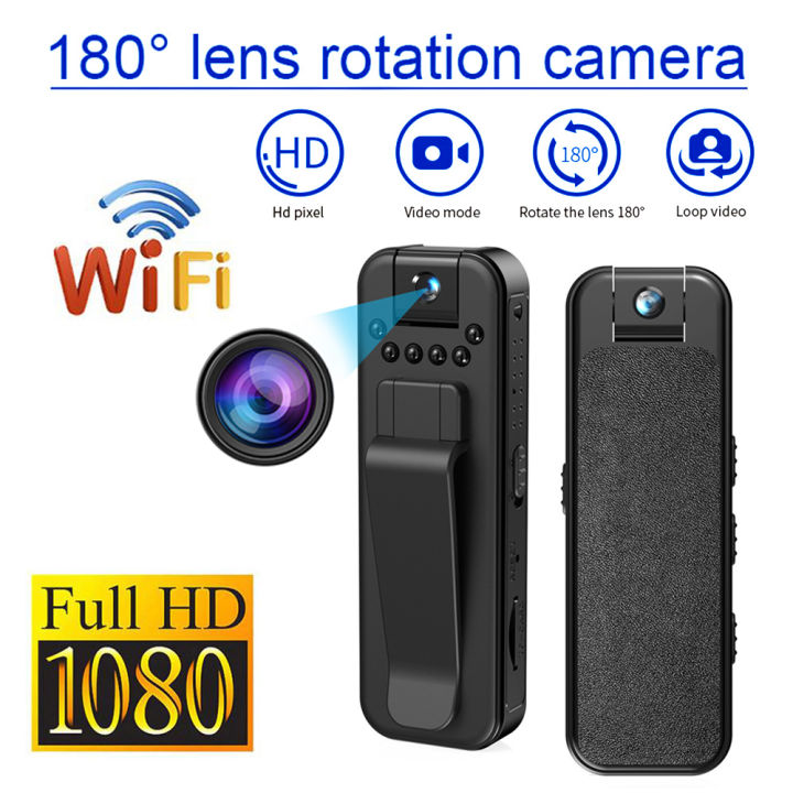 1080P mini camera portable WIFI clip-on video recorder portable 180 ...