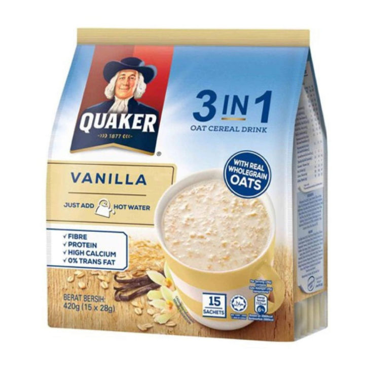 Quaker 3 in 1 Oat Cereal Drink Vanilla (15's x 28g) | Lazada
