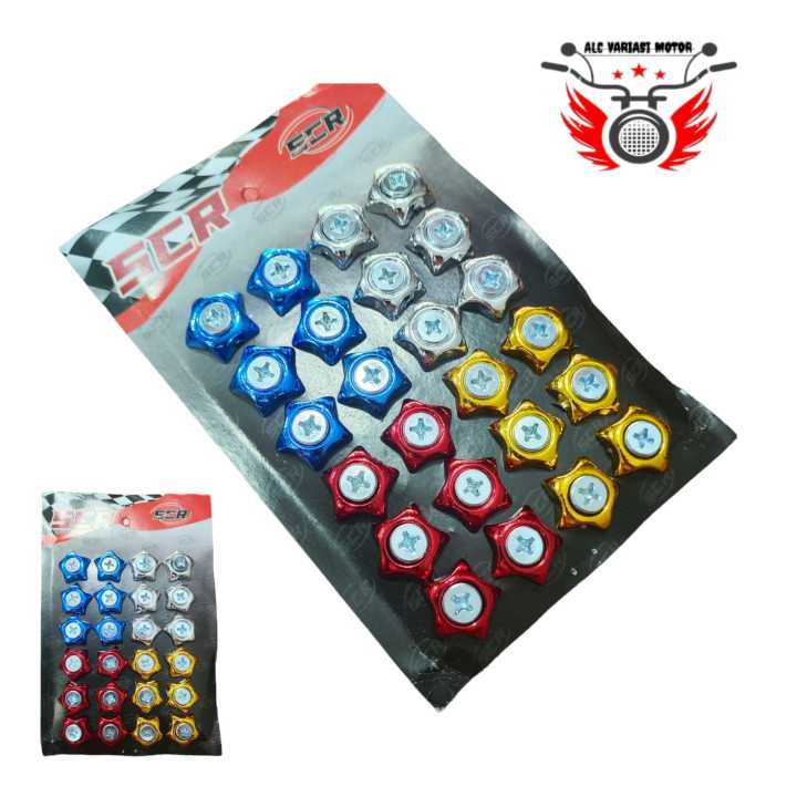 BAUT PLAT MOTOR BAUT POSH OBENG MODEL BINTANG SATU SET ISI 24 PCS ...
