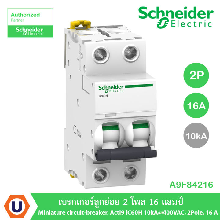 Schneider Electric A9F84216 เบรกเกอร์ลูกย่อย 2 โพล 16 แอมป์ Miniature ...