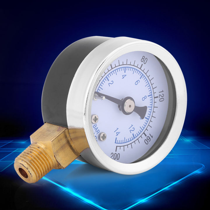 Pressure Gauge 0-200psi 0-14bar Hydraulic Water Pressure Gauge 40mm Dial Meter 1/8 NPT | Lazada