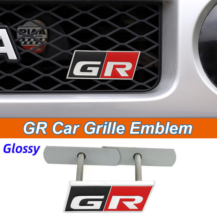 1 Piece 3D Modified Car Front Grille Emblem for GR Logo Glossy Metal ...