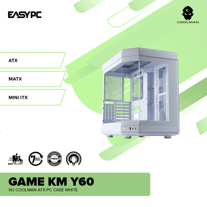 EasyPC | WJ Coolman Game KM Y60 ATX PC CASE White or Black For Desktop ...