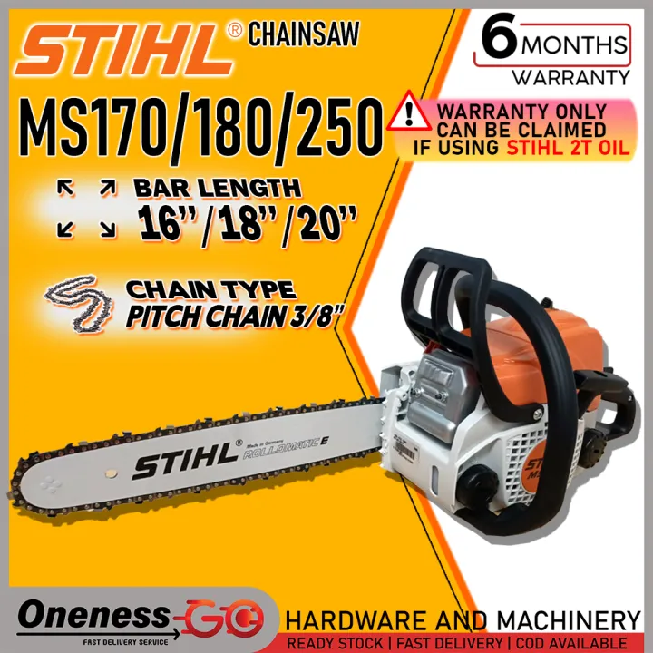 ''STIHL'' CHAINSAW C/W GX3005-000-4813 BAR AND E-3686-55 SAW CHAIN MS170/MS180/MS250, 16''INCH ...