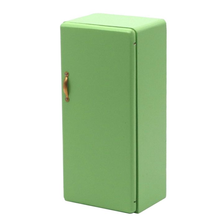 1/12 Miniature Wooden Single Door Refrigerator Simulation Mini Fridge ...