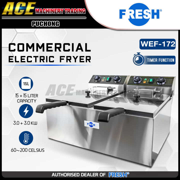 [ FRESH ] Electric Fryer 15L x 2 Capacity Timer Function Temperature 60 ...