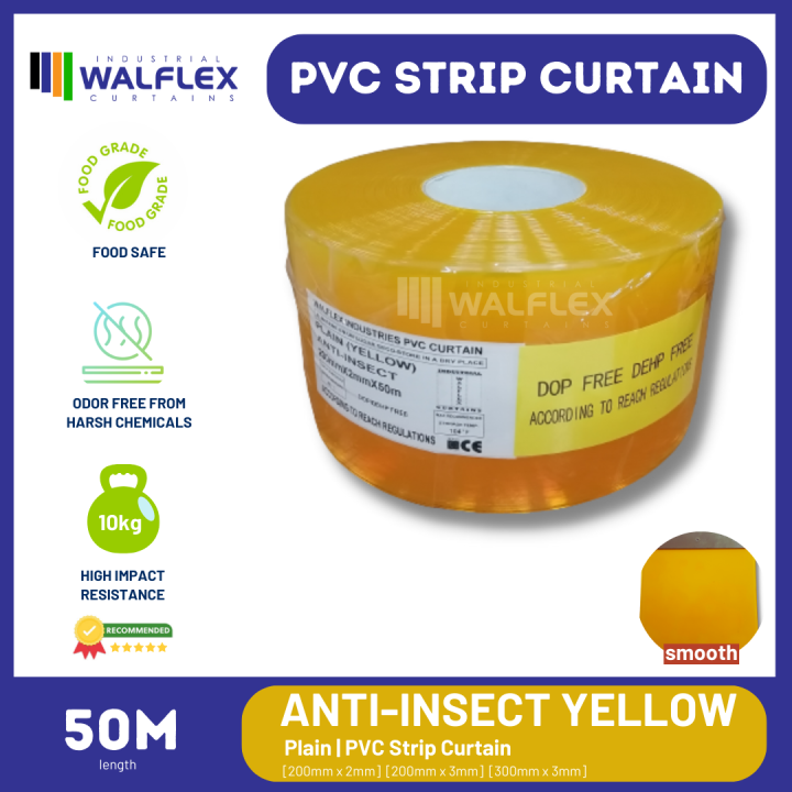 Walflex PVC Plastic Curtain Plain Anti-Insect Yellow (Per Roll ...