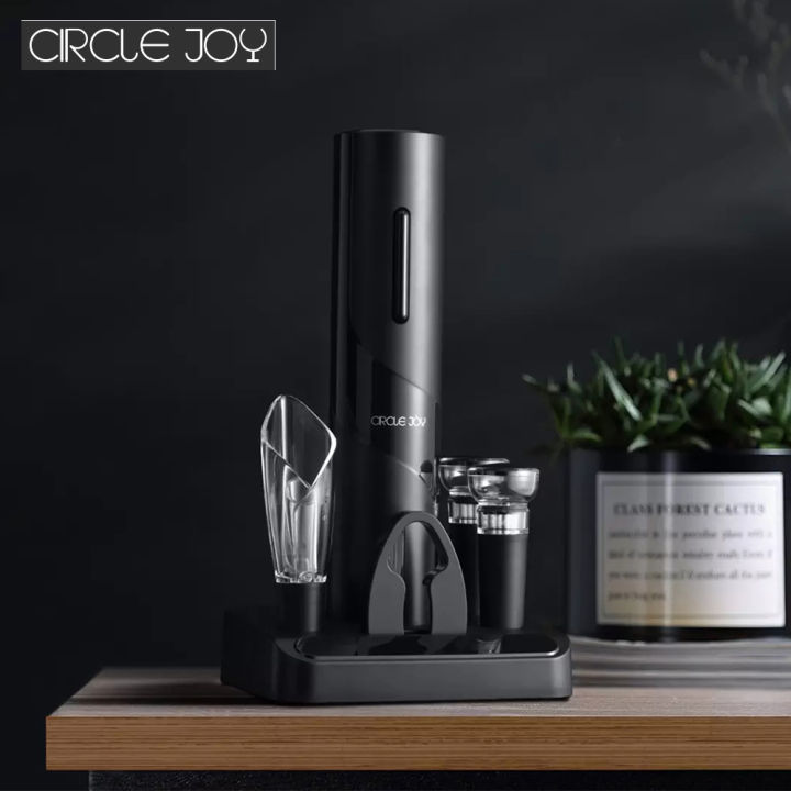 Circle Joy Black Samurai Electric Bottle Wine Opener Set Automatic Wine ...