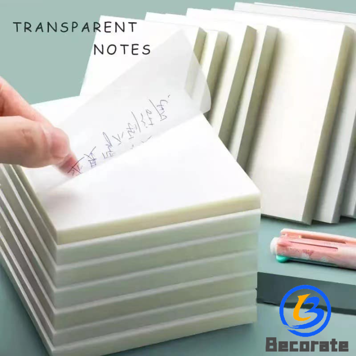 BECORATE 50 Sheets/Set Transparent Memo Pad Stationery School Office ...