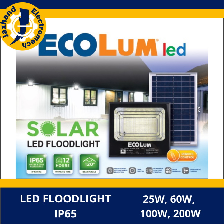 Solar Led Floodlight 25W - 200W, IP65, Ecolum 100% ORIGINAL AUTHENTIC ...