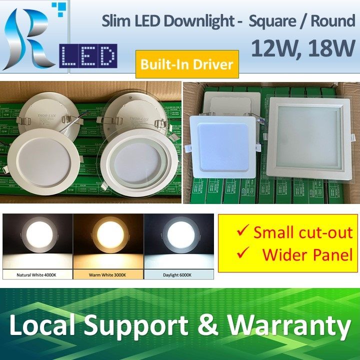(Thor Lux) Slim Downlight (Built-In Driver) - 12W / 18W - Round (RD ...