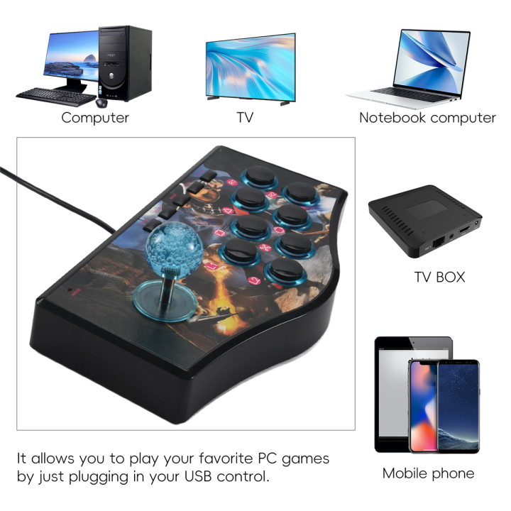 X3Retro Arcade Game Rocker Controller Usb Joystick For Ps2//Pc/Android Smart Tv Built-In ...