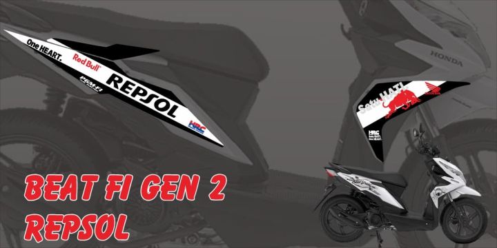 Stiker striping Honda Beat fi generasi 2 Repsol rs (hitam) | Lazada ...