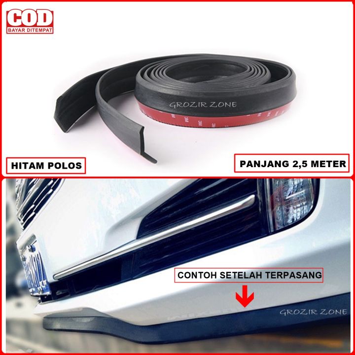 Lips Bumper Mobil Universal Samurai HITAM POLOS Panjang 2,5M List Lip ...