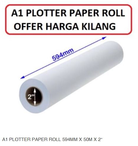 A2 PLOTTER PAPER ROLL 420MM X 50M X 2" , A2 SIZE PLAN PRINTING PAPER ...