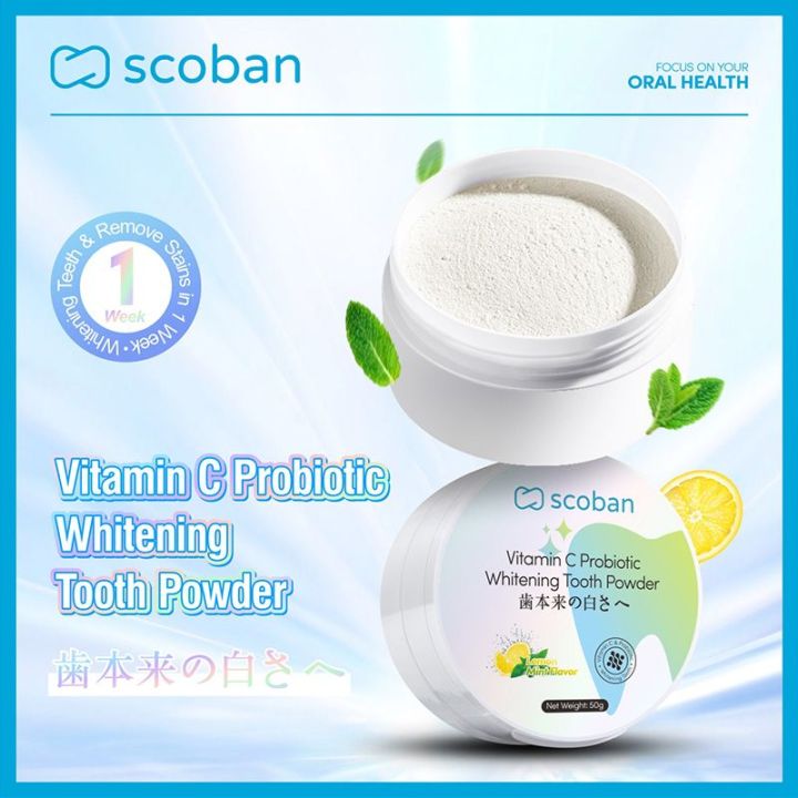 Scoban Vitamin C Probiotic Whitening Tooth Powder Whiten Teeth Tartar ...