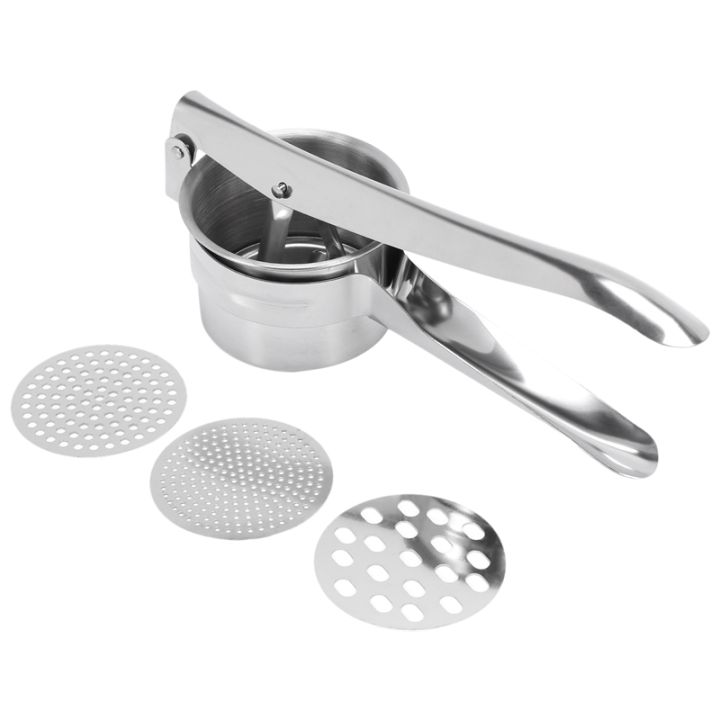 (VMHJ) Stainless Steel Potato Ricer Masher with 3 Interchangeable Discs ...