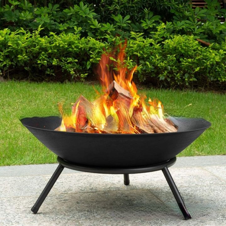 60cm Steel Large Fire Bowl Cast Iron Firepit Modern Fire Pit Garden ...