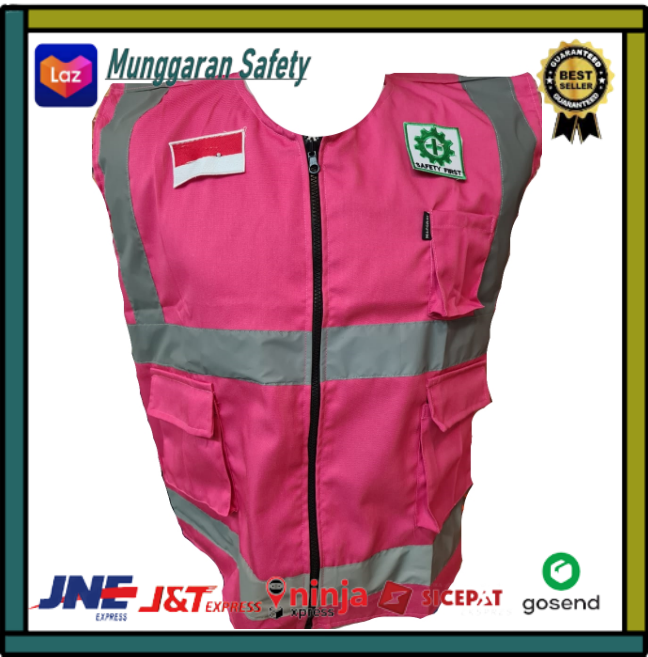 Rompi Proyek Kerja/ Rompi Safety Bahan American drill Pink + Logo ...