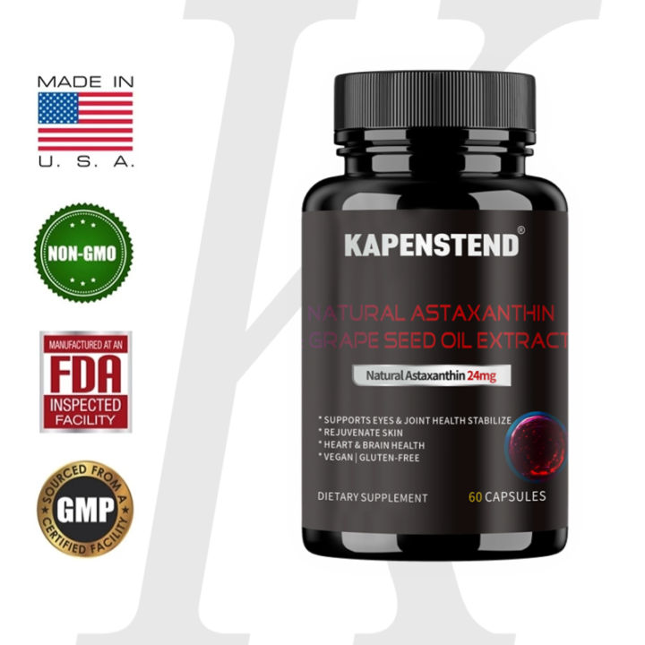 Suplemen Astaxanthin KAPENSTEND + Ekstrak Biji Anggur, 24 mg, untuk ...