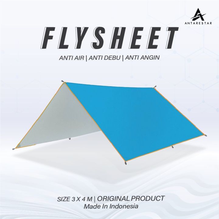 FLYSHEET WATERPROOF 4X6 3X4 3X3 3X2 TENDA KEMAH TEBAL 19 LUBANG FLY ...