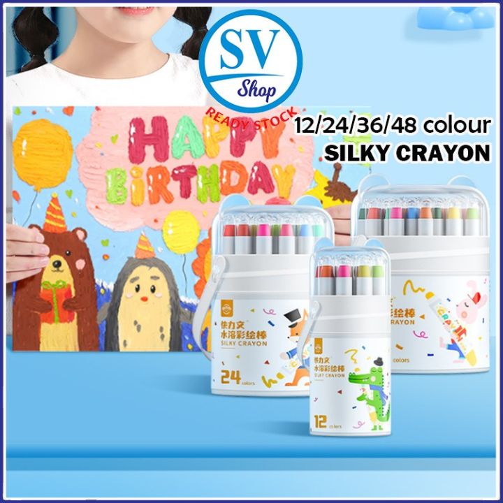 12*24*36*48PCS Silky Crayon Set For Kids Safety Washable Cute Drawing Painting Water Soluble ...