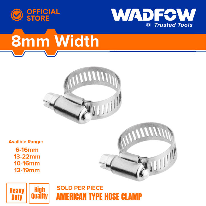 WADFOW 8MM American Type Hose Clamp 6-16mm to 13-19mm Screw Band Worm ...