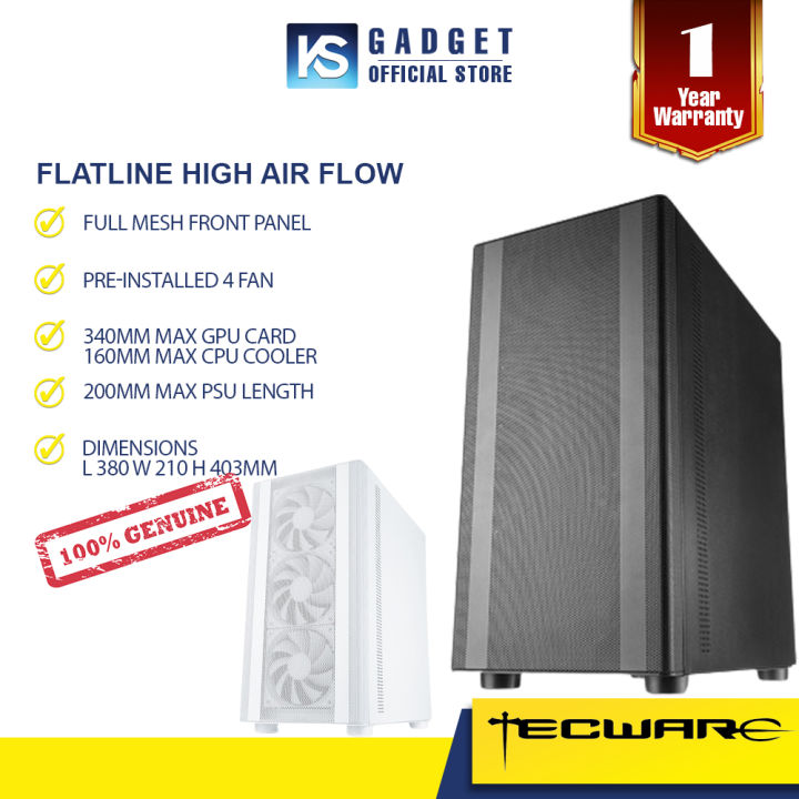 Tecware Flatline TG MATX GAMING CASE BLACK / WHITE COLOUR | Lazada