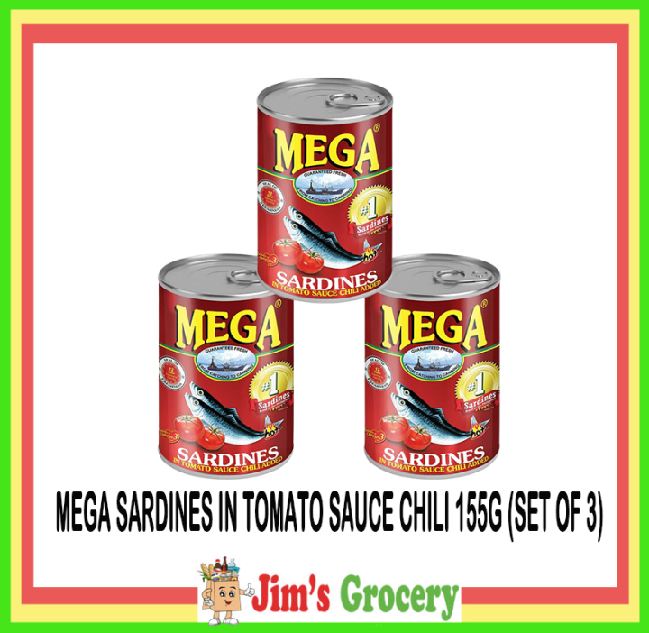 JIM'S MEGA SARDINES IN TOMATO SAUCE CHILI (RED) 155G (SET OF 3) | Lazada PH