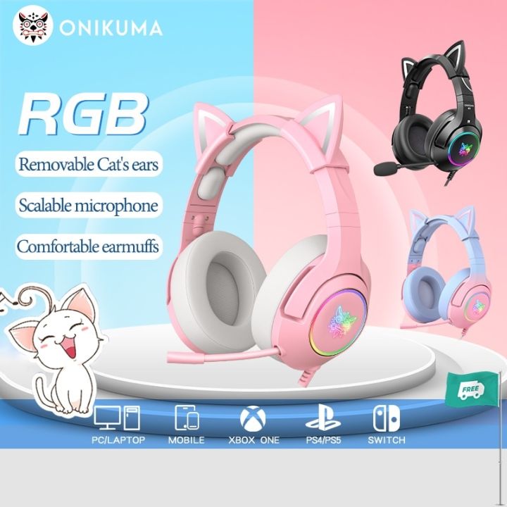 ONIKUMA K9 Wired Headphones With RGB Light Flexible HD Mic 3.5Mm Gaming ...