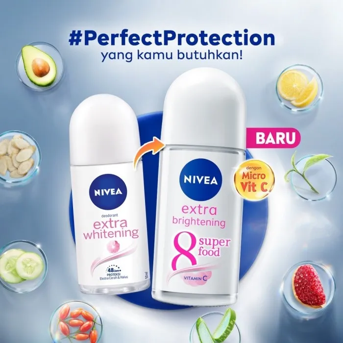 (kemasan baru) NIVEA Deodorant Extra Brightening Roll On - 25 ml / 50 ...